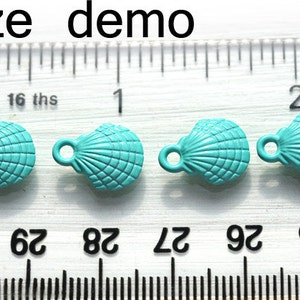 4pc Small Pink Shell Charms Painted Metal Casting, Puffy Seashell Beads ...