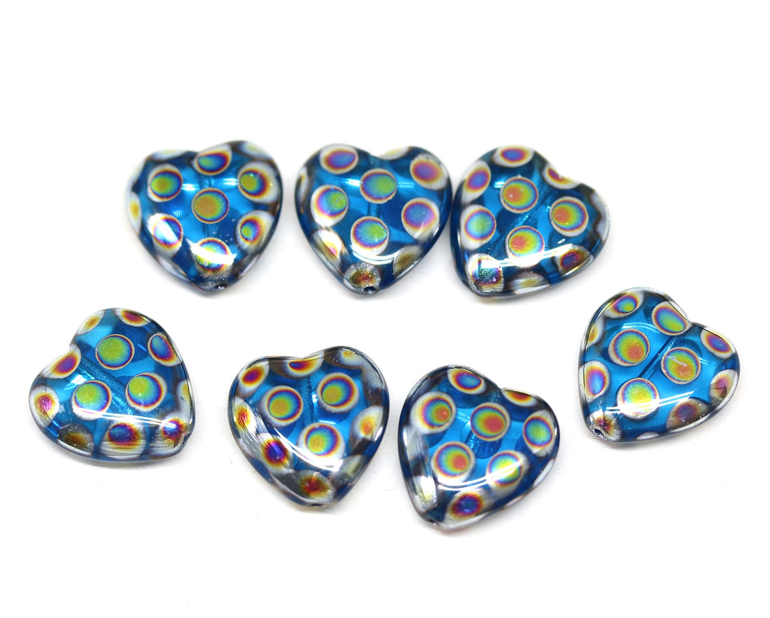 Fancy Heart Beads 15mm Aqua Blue Czech Glass Pressed Heart | Etsy