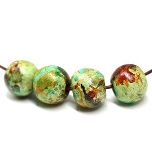 14mm Green Ceramic Organic Round Beads, Earthy Colored Ball Beads for ...
