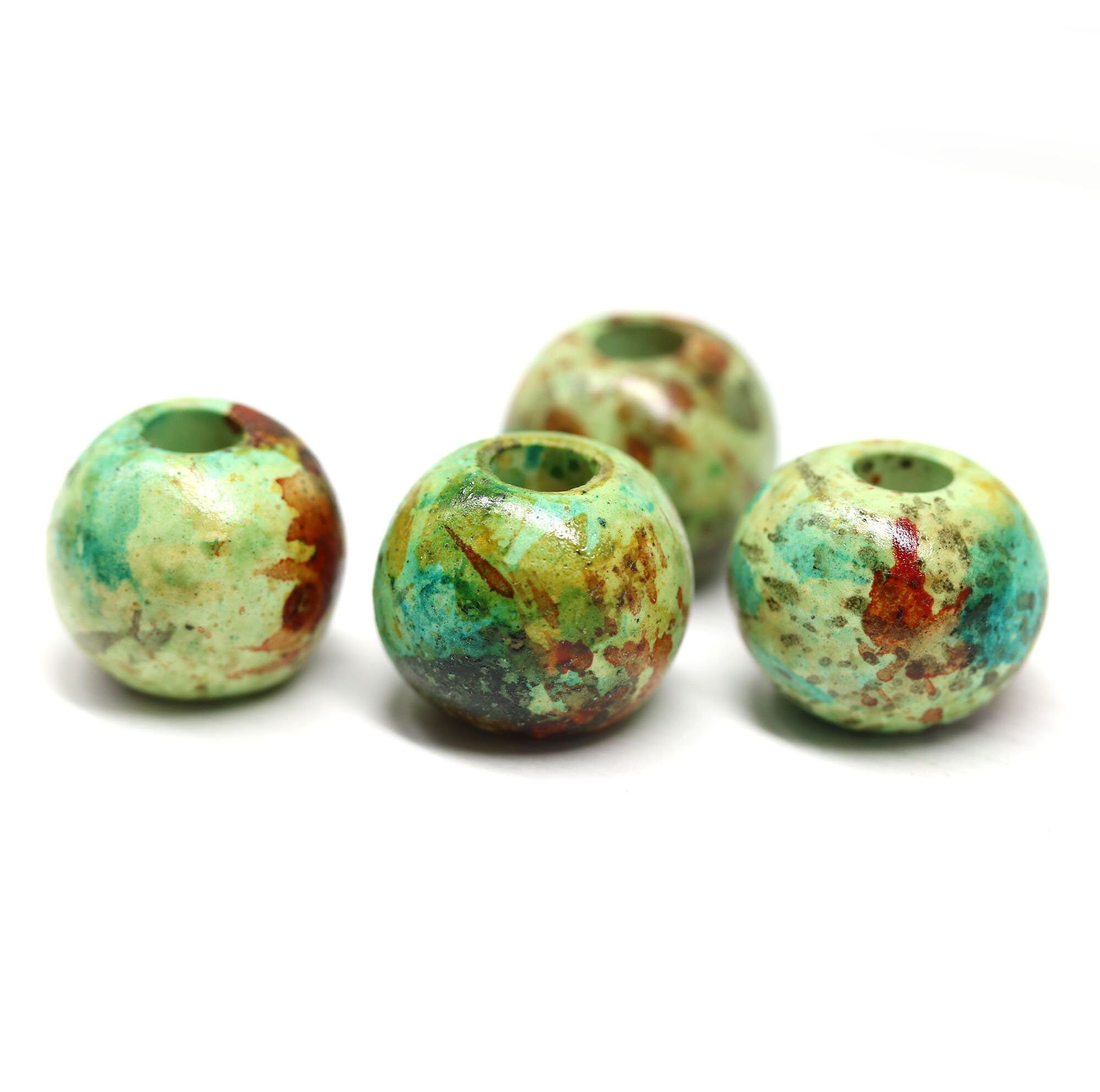 14mm Green Ceramic Organic Round Beads Earthy Colored Ball - Etsy