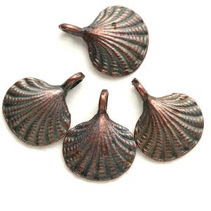 4pc Antique Copper Shell Charms, Seashell Metal Beads, Greek Casting ...