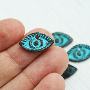 Evil Eye Charms Green Patina Copper Jewelry Charms Verdigris Patina ...