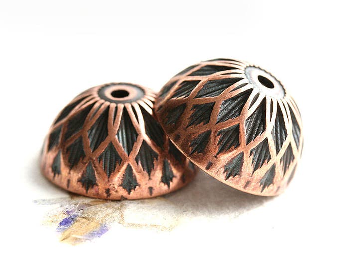 Antique Copper Acorn Bead Caps, 18mm Greek Metal Casting Extra Large ...