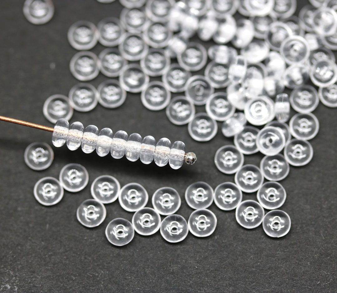 4mm Crystal Clear Czech Glass Rondelle Spacer Beads, Rondel Pressed ...