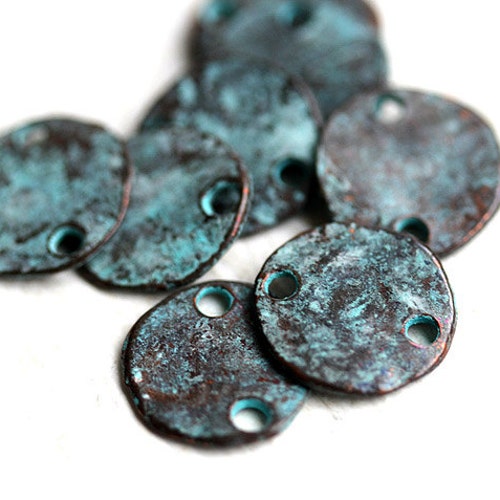 12mm Round Copper Metal Connectors Patinated Disk Beads - Etsy