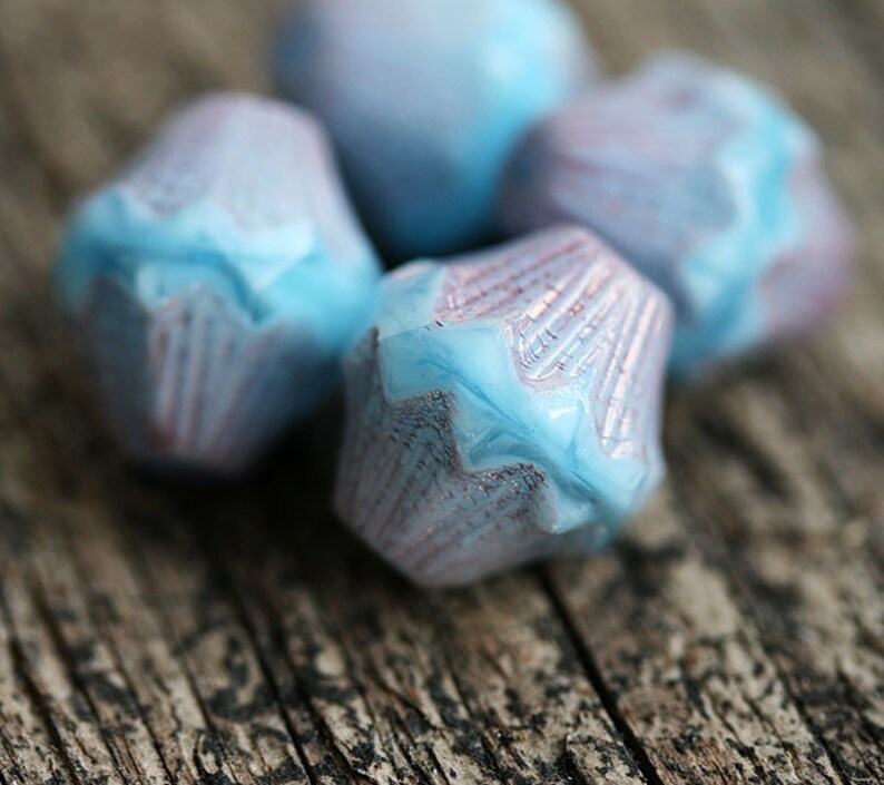 Blue Purple bicone beads Czech glass large baroque bicones | Etsy