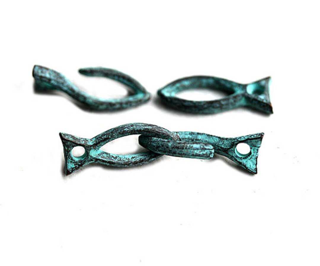 Verdigris Patina Fish Clasp: Greek Copper Jewelry Making (2 Sets) - Etsy