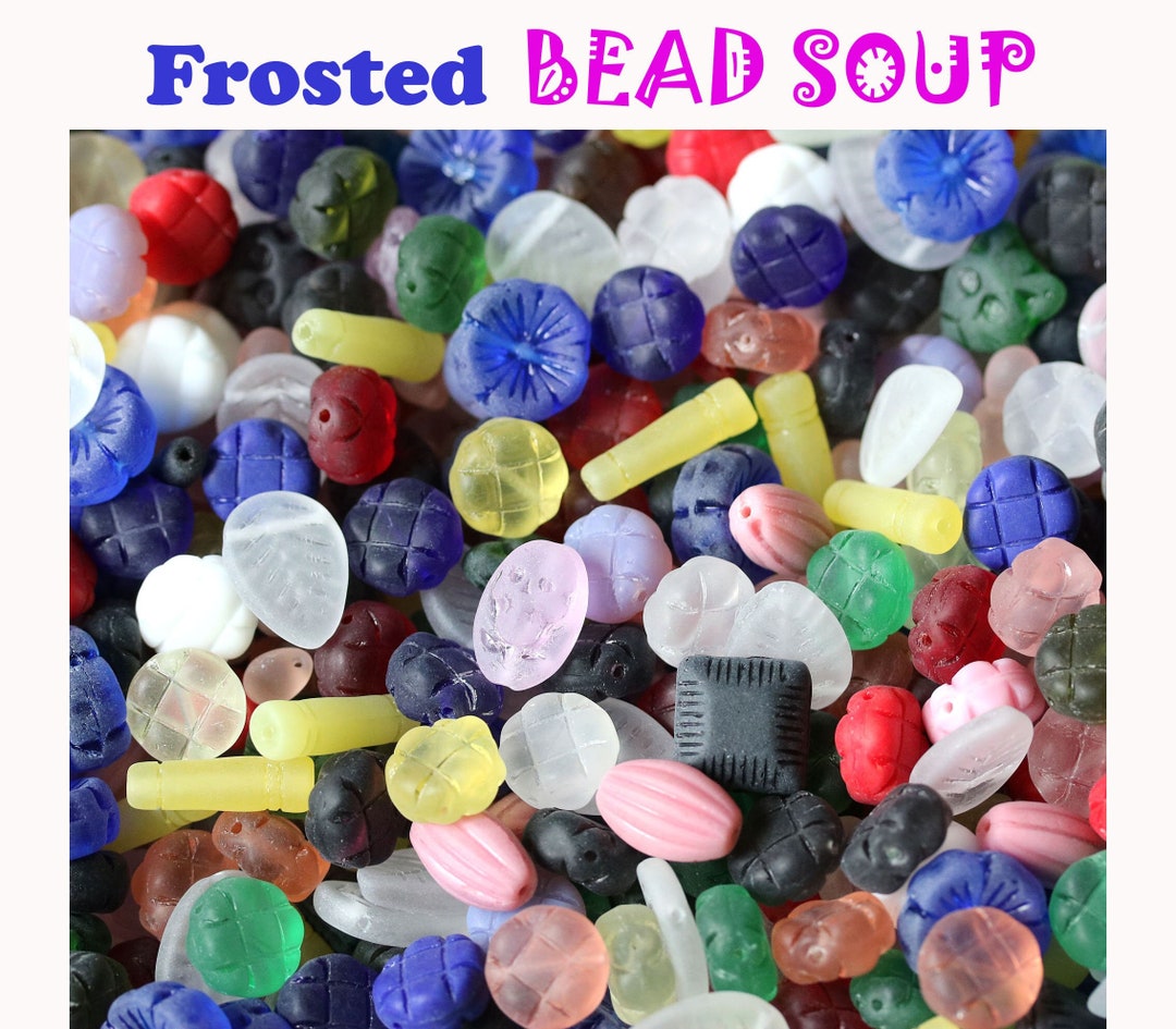 Frosted Glass Beads Mix for Jewelry Making Surprise Grab a Bag 40g Czech Beads Soup Seaglass ...