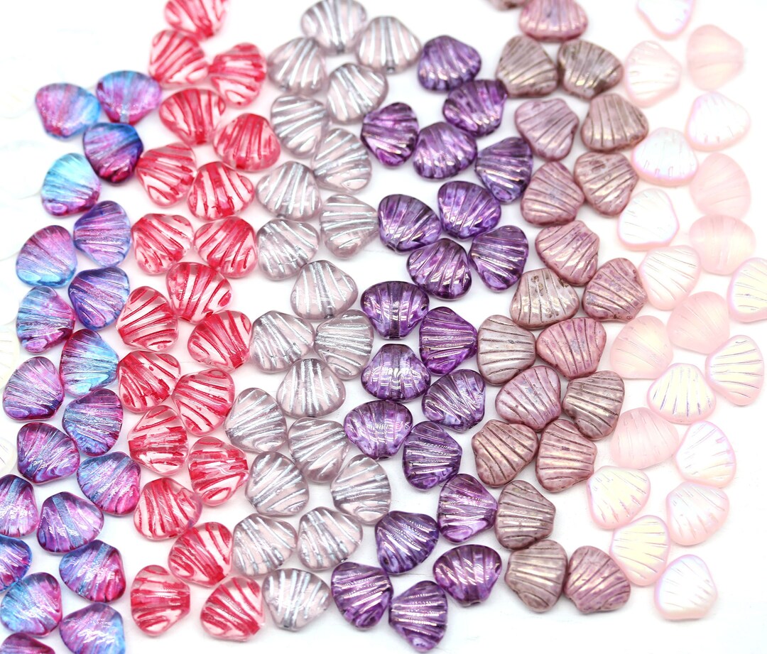 Pink Czech Glass Shell Beads, 9mm Center Drilled Seashell, 20pc - Etsy