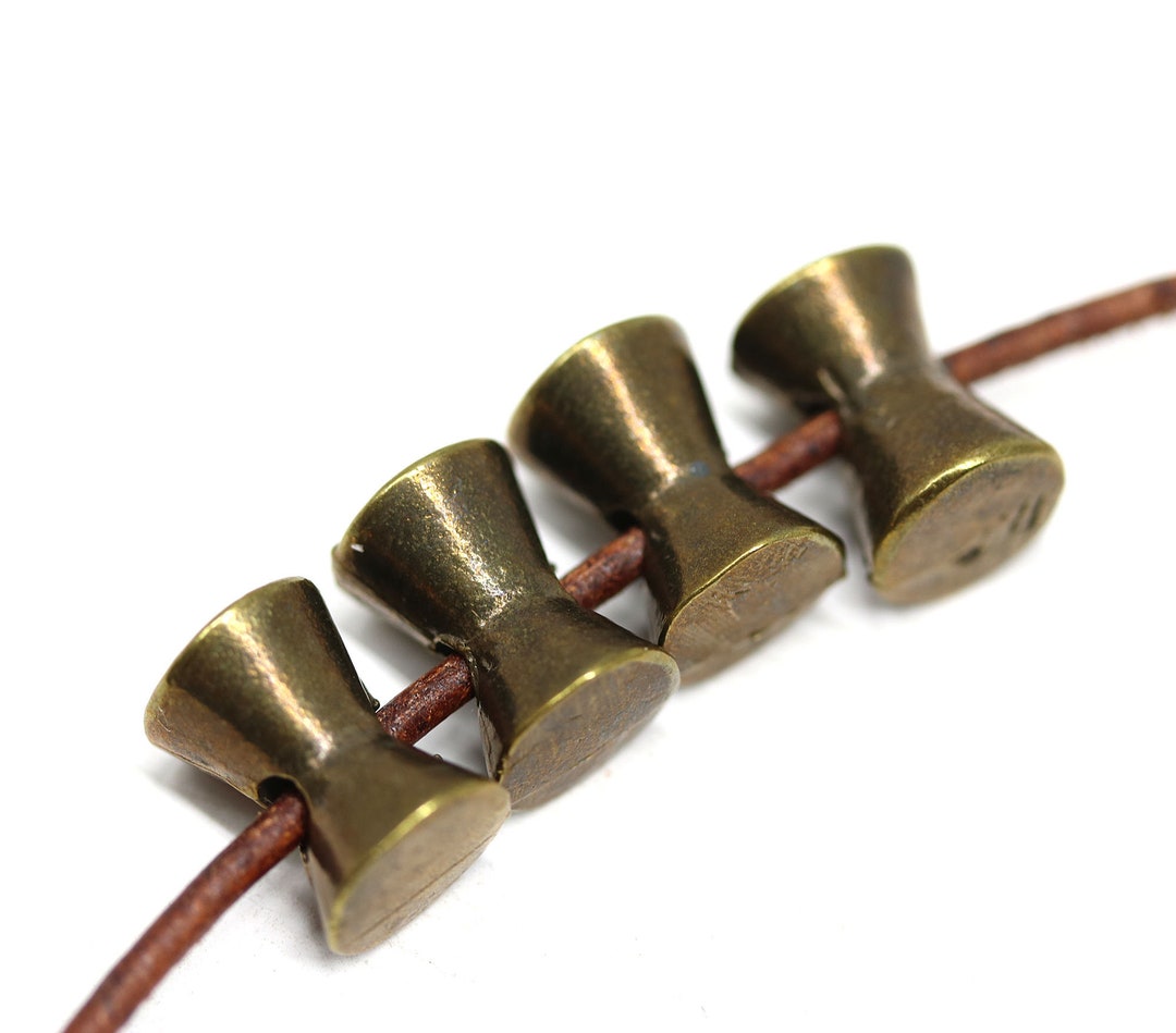 Antique Brass Hourglass Beads: 10mm Metal Tube Beads (4pc) - Etsy