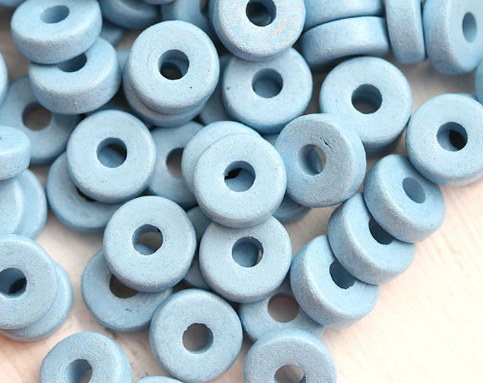Blue Greek Ceramic Beads Sky Blue Rondel Spacers 8mm - Etsy