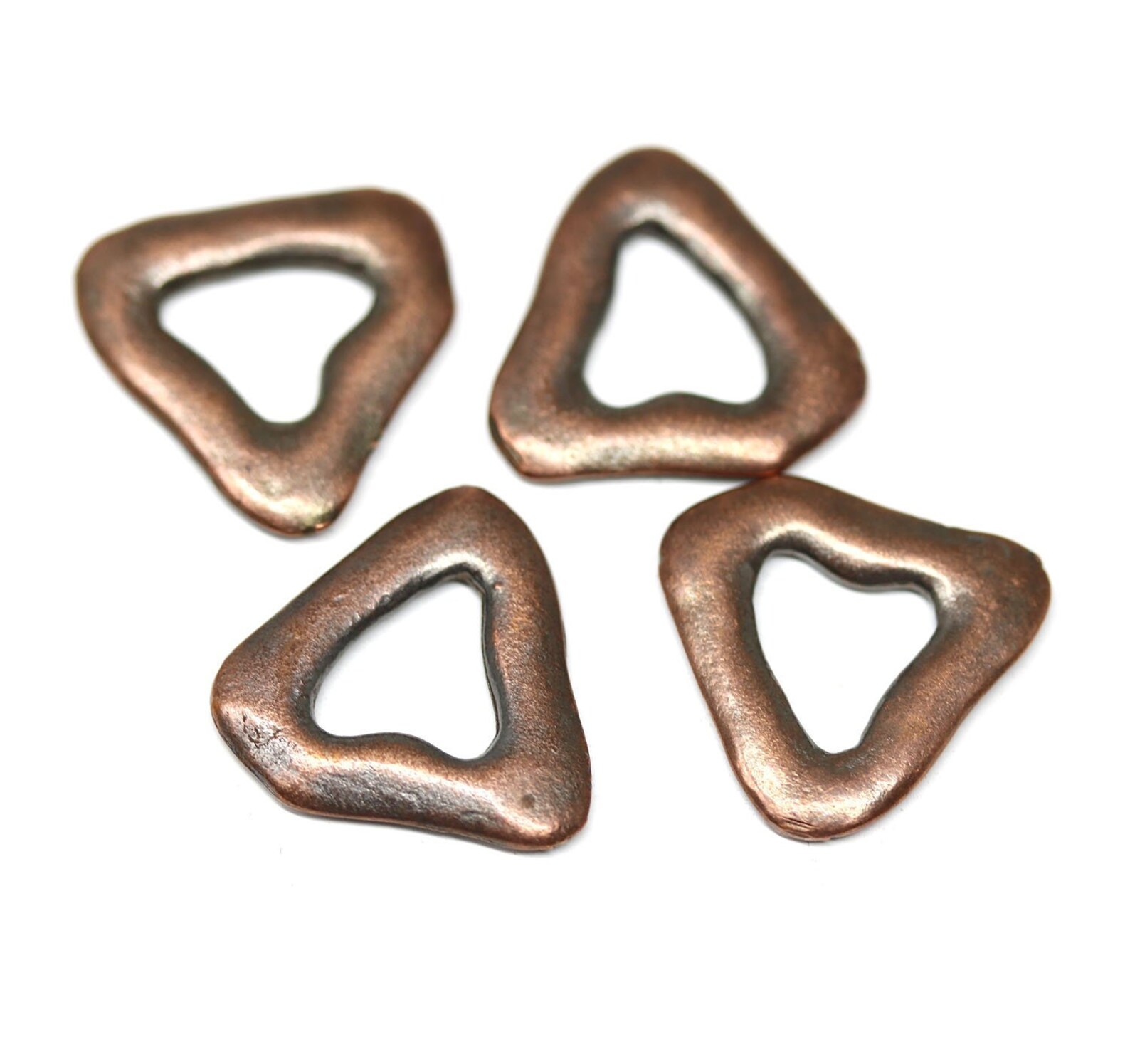 Antique copper triangle charms Chunky organic 18mm metal | Etsy