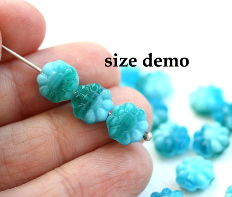 9mm Mint Green Blue Czech Glass Flat Daisy Floral Beads Mixed - Etsy