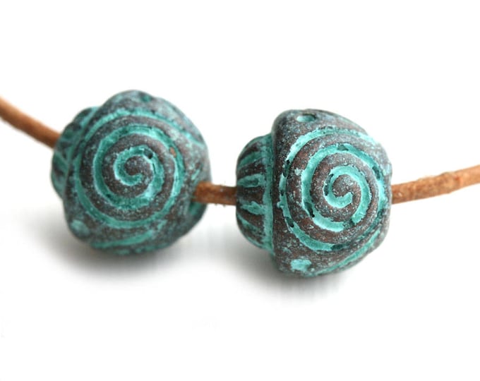 12mm Round Copper Metal Connectors, Patinated Disk Beads, Green Patina ...