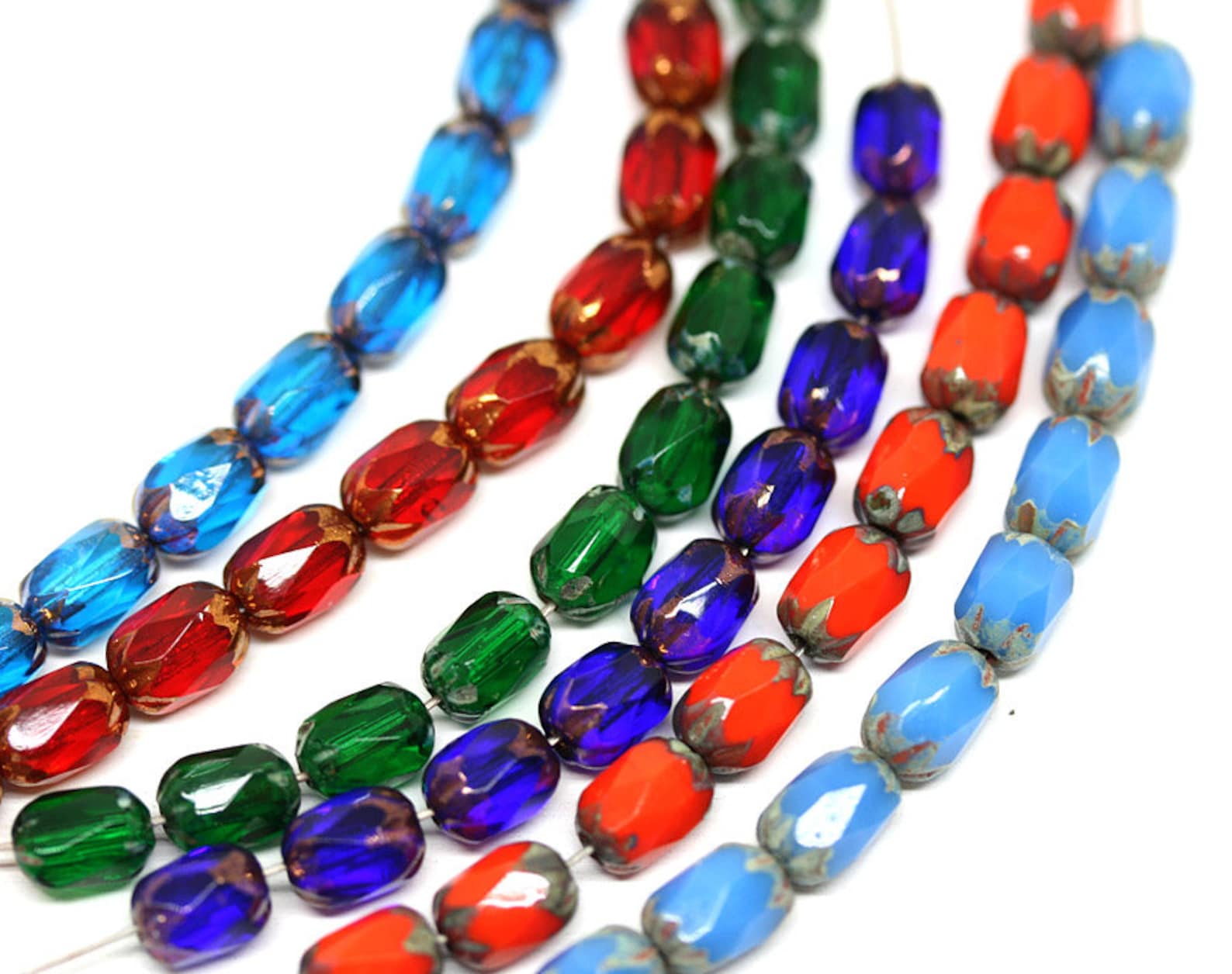 Red Gold Rice Beads Transparent Red Czech Glass Fire Polished - Etsy