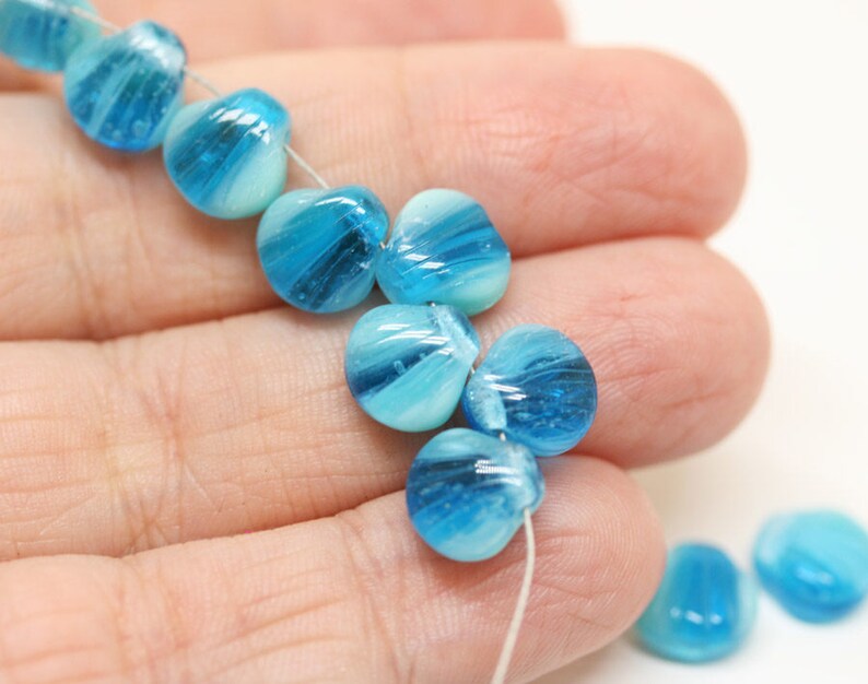 Yellow Glass Shell Beads Topaz Side Drilled Seashell Czech - Etsy