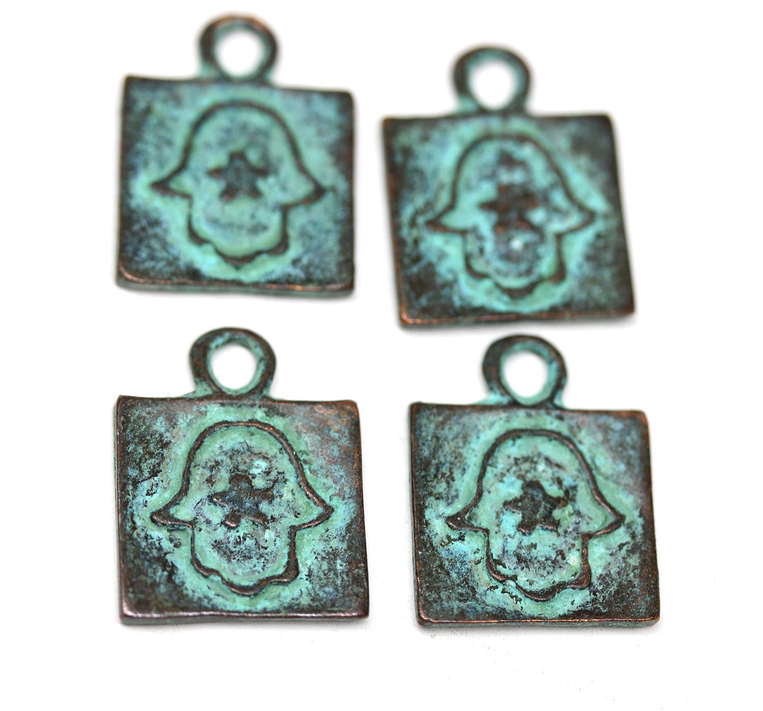 Hamsa Hand Charms Healing Hand Rustic Patinated Pendant - Etsy