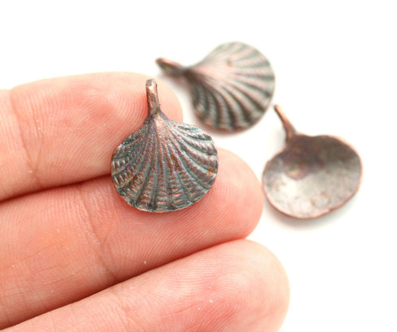 4pc Antique Copper Shell Charms Seashell Metal Beads Greek | Etsy