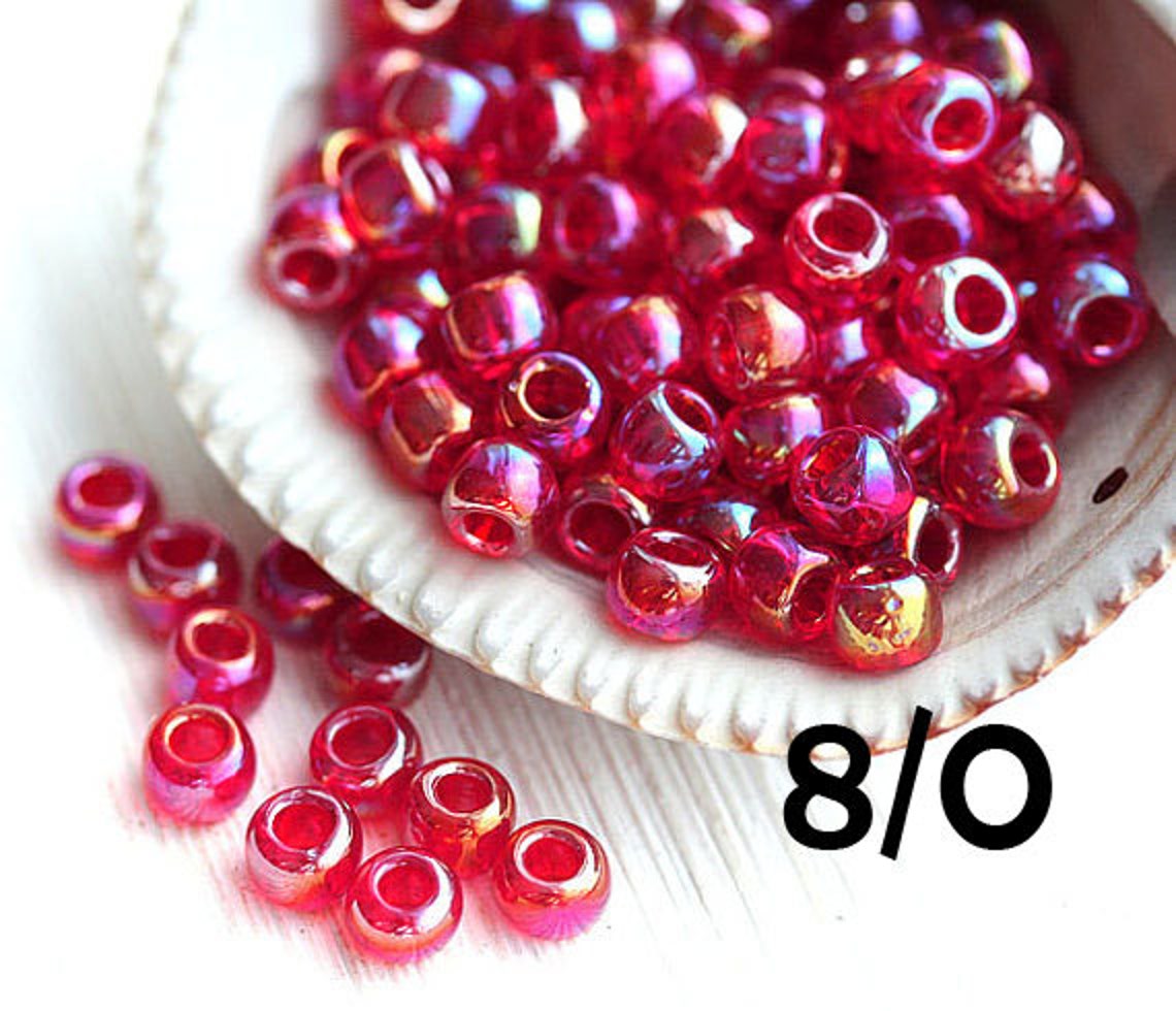 Red seed TOHO beads size 8/0 Transparent Rainbow Ruby N 165C | Etsy