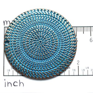 50mm Extra Large Heavy Round Pendant, Circle, Disk, Blue Patina on ...