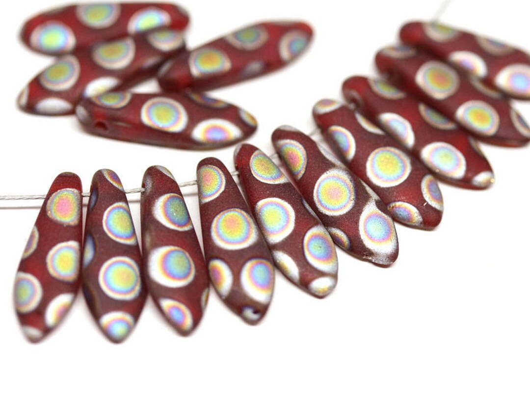 Matte Red Dagger Beads Christmas Jewelry Vitrail Red Czech Glass Beads ...