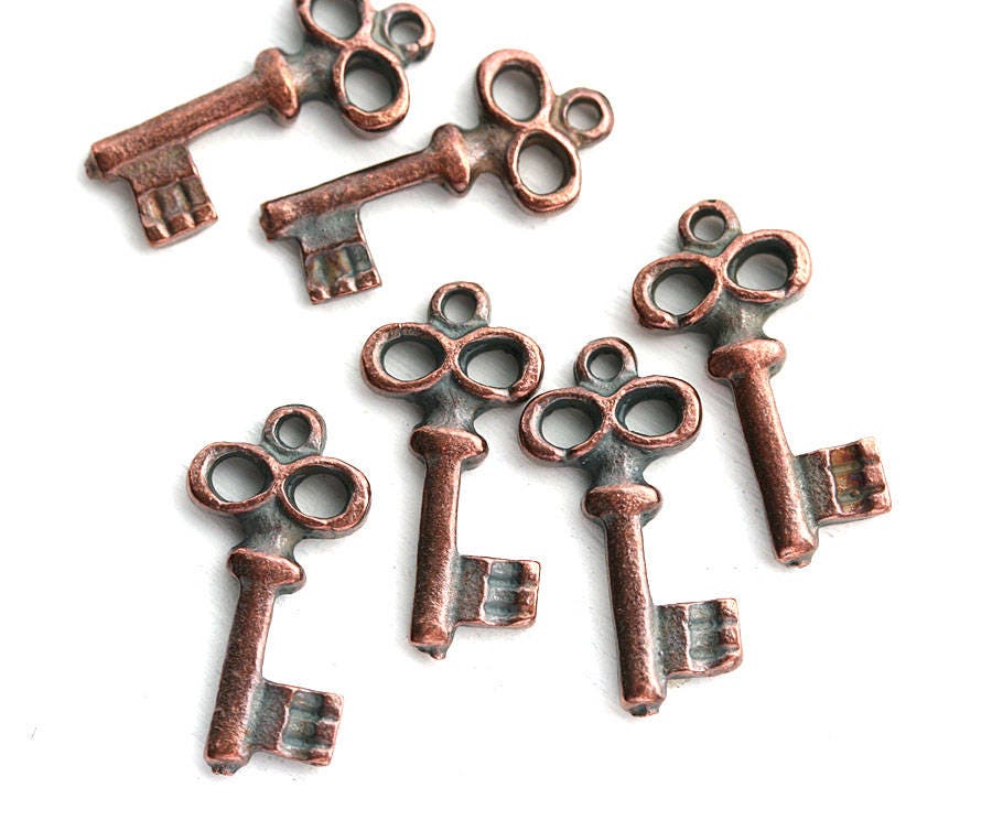 Antique Copper Skeleton Key Charms Small Copper Key Beads - Etsy