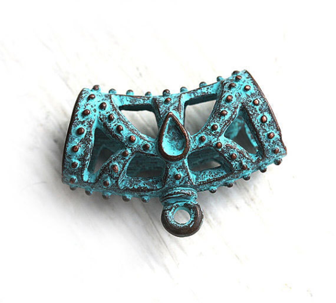 Large Patinated Bail greek metal casting metal bail rustic | Etsy