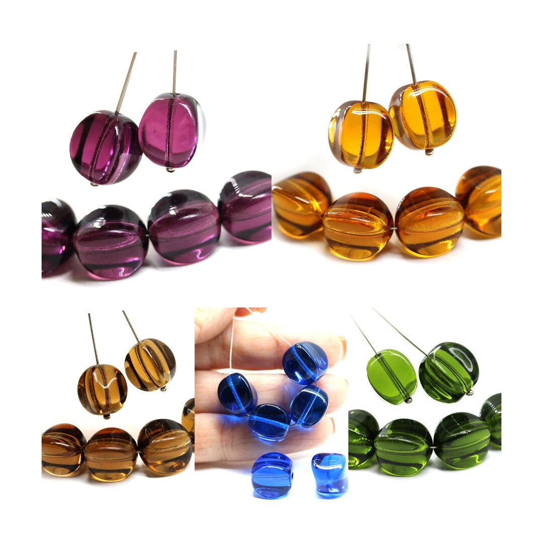 15mm Large Glass Cube Beads Czech Glass Pressed Oval Cubes 4pc - 5387 ...