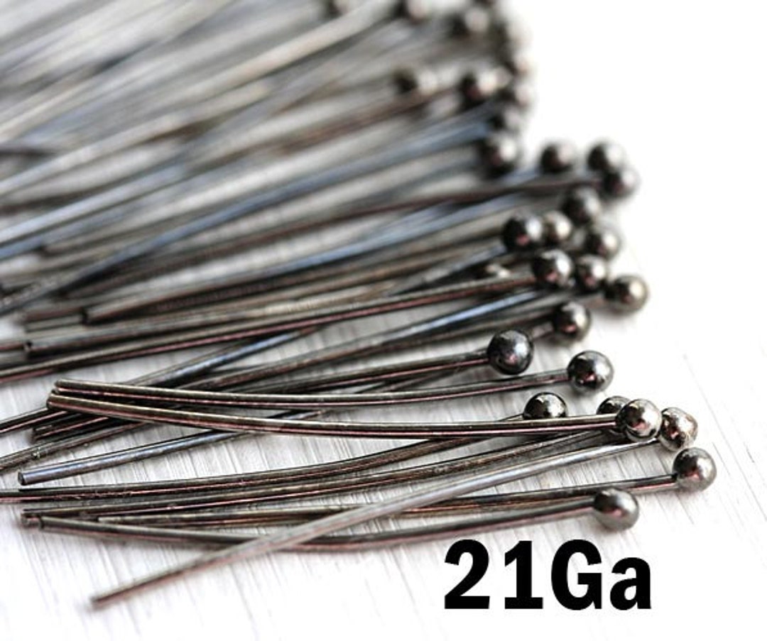 100pc Gunmetal Ball Pin 1 Inch, 21ga Wire Brass Headpins for Jewelry ...