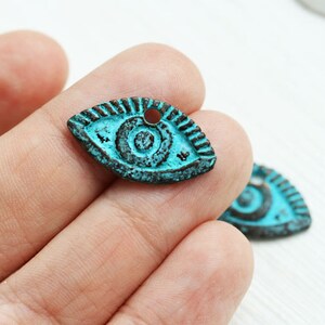 Eye Pendant Verdigris Green Patina Copper Evil Eye Charms Metal Casting ...