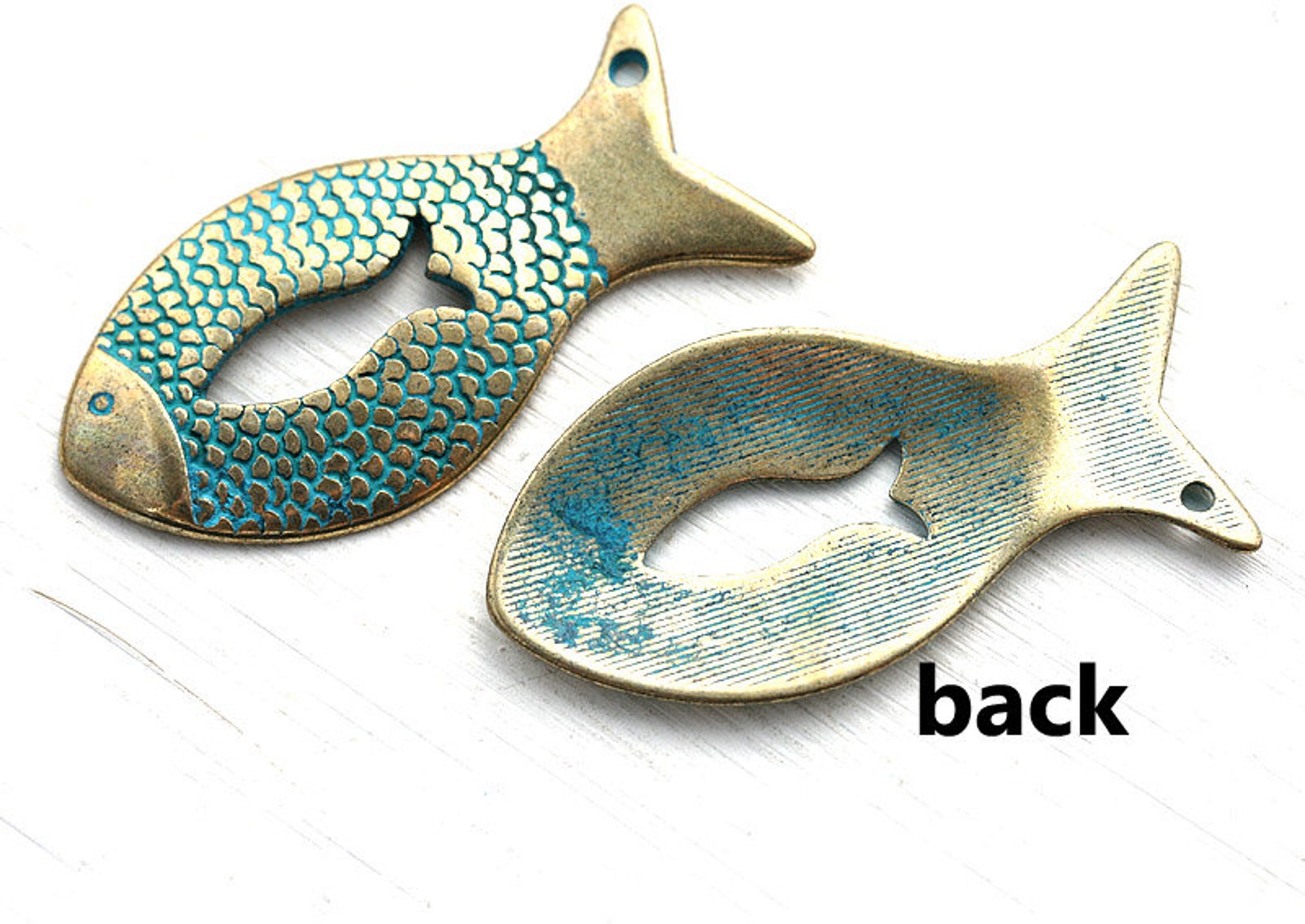 40mm Fish Pendant Patinated Brass Metal Casting Large Fish - Etsy