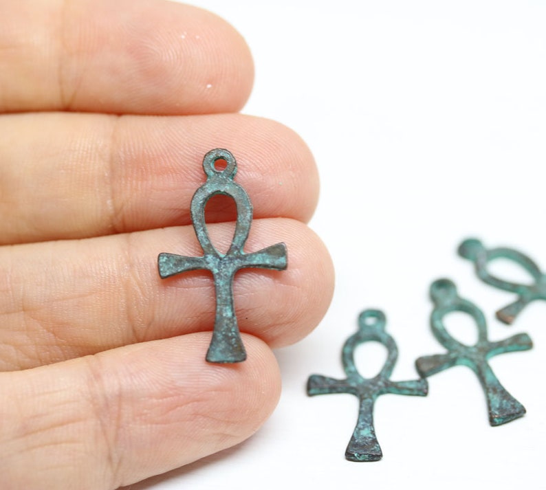 4pc Ankh Charms Egyptian Symbol of Life Cross With Loop Green - Etsy