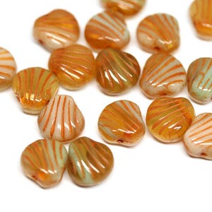 Yellow Glass Shell Beads Topaz Side Drilled Seashell Czech Glass Beads ...