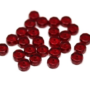 6x3mm Dark Red Fire Polished Rondelle Beads, Czech Glass Rondels ...