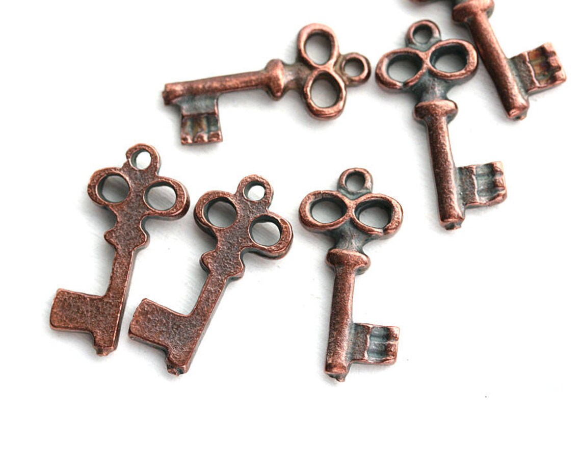 Antique Copper Skeleton Key Charms Small Copper Key Beads - Etsy
