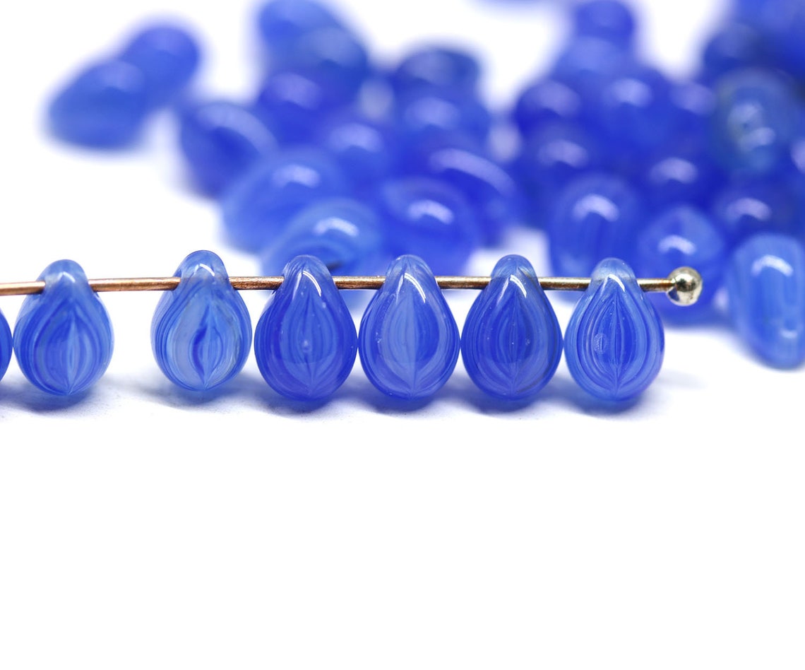 70pc Small Blue Teardrops 5x7mm Czech Glass Top Drilled Drop - Etsy