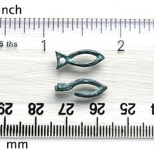 Hook and Eye Fish Clasp Verdigris Patina on Copper, Greek Metal Casting ...