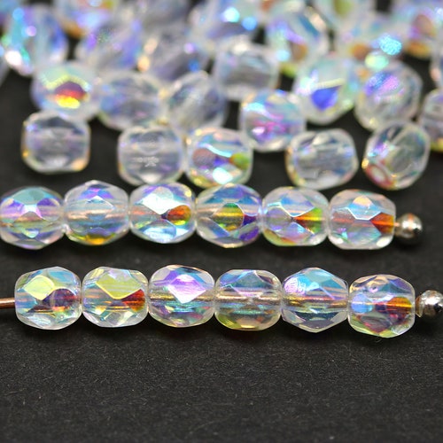 5x7mm Crystal Clear Czech Glass Rondelle Beads Spacers AB - Etsy