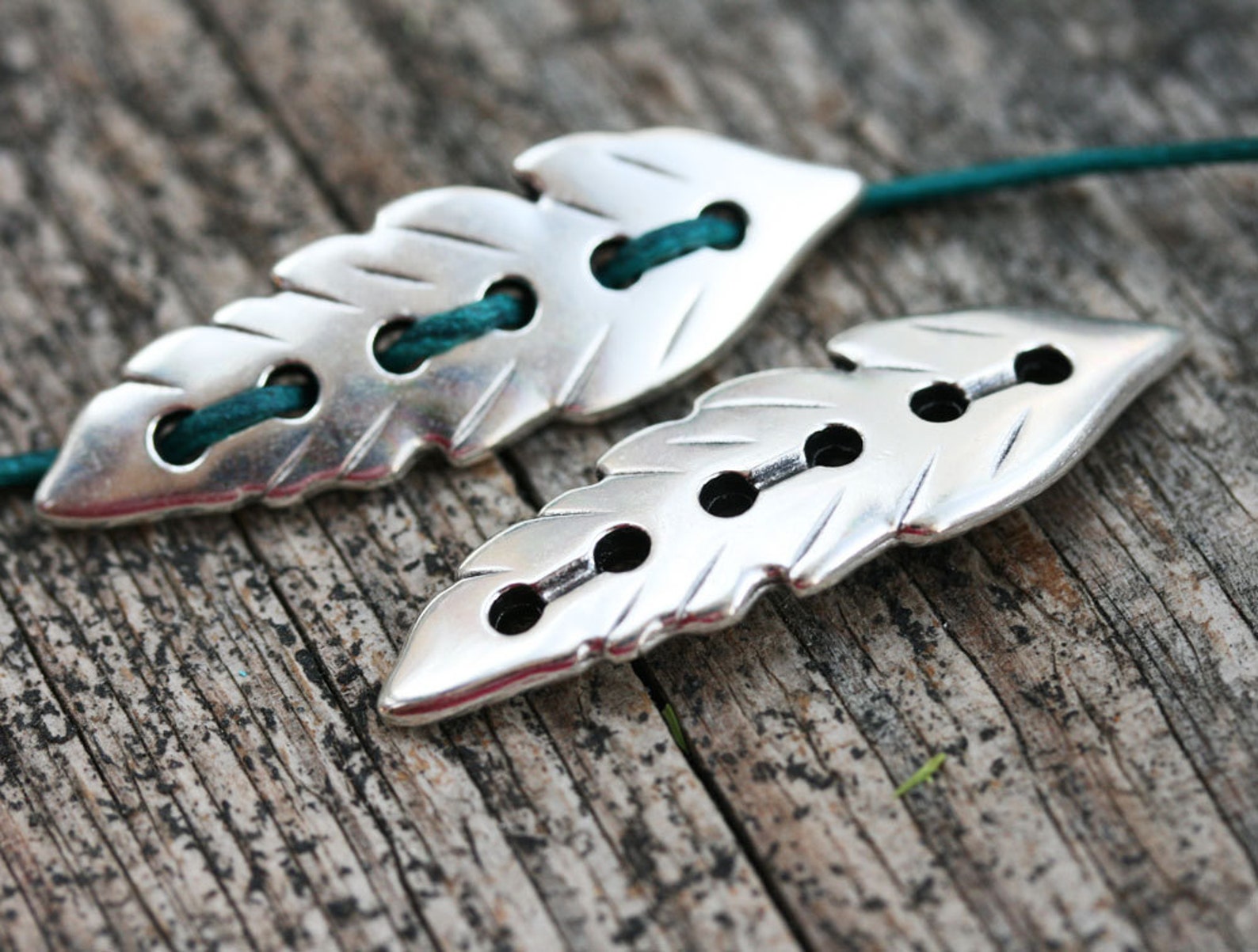 1pc Antique Silver Feather Connector for Leather Cord Feather | Etsy