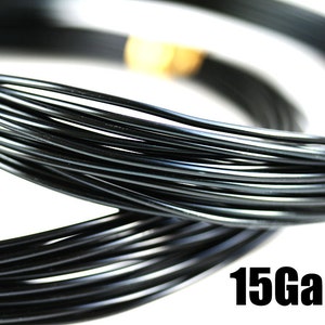 15 Gauge Black Wire, 1.5mm Thick Aluminum Craft Wire, 6m Roll, 19ft ...