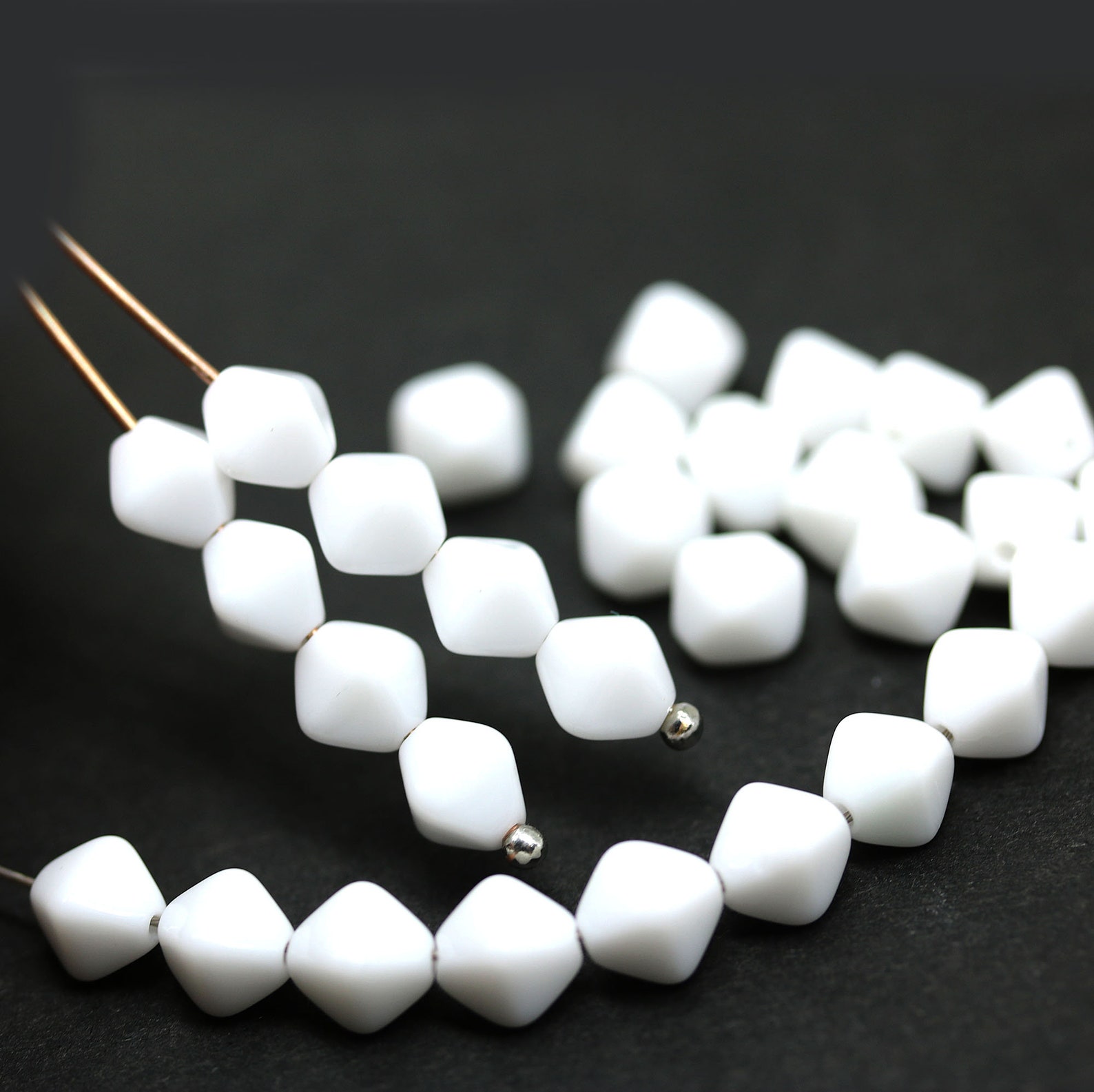 6mm Opaque White Bicone Beads Czech Glass Pressed Beads, 30pc - 3895 - Etsy