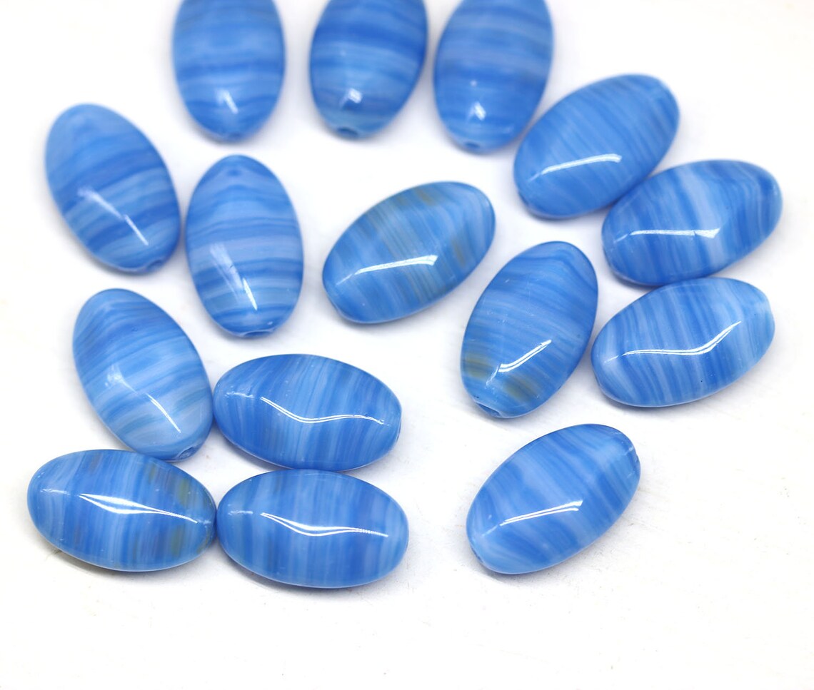 15x9mm Blue Oval Beads Mixed Blue Yellow Rhombus Diamond - Etsy