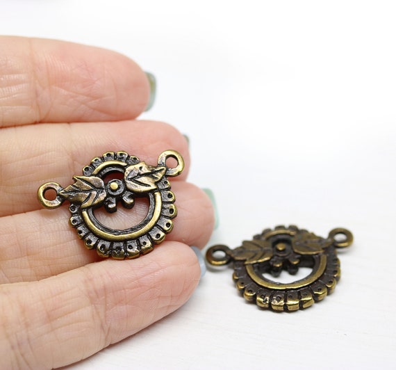 Paper, Party & Kids 3251 Antique brass earrings connector Holes ...