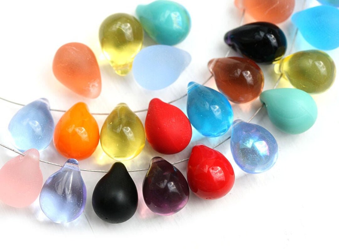 20pc Drop Beads Mix 10x14mm Teardrop Beads Second CHOICE, Czech Glass ...