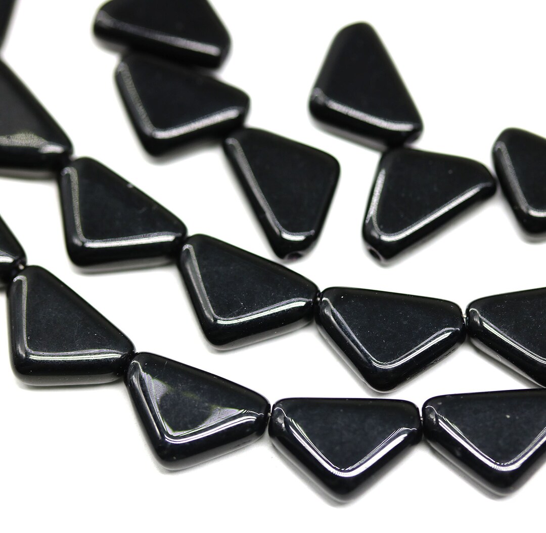 12x9mm Jet Black Triangle Beads Czech Glass Top Drilled Beads, 25pc ...