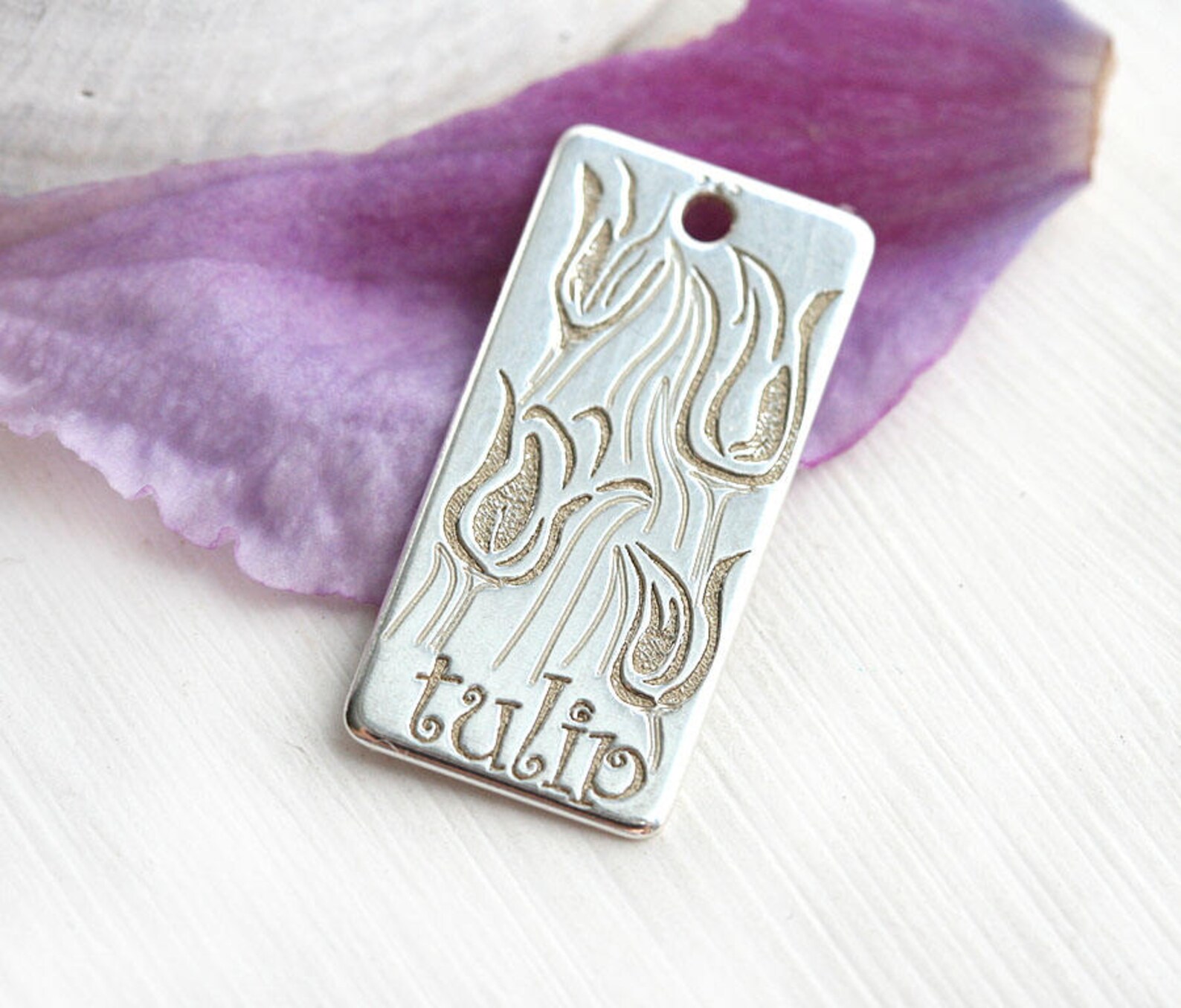 Silver Tulip Charm Sterling Silver Flower Silver Tulip | Etsy