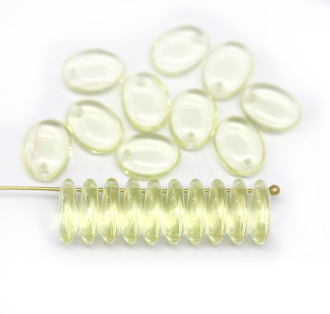 12x9mm Light Yellow Transparent Glass Lentil Czech Glass Beads, Top ...