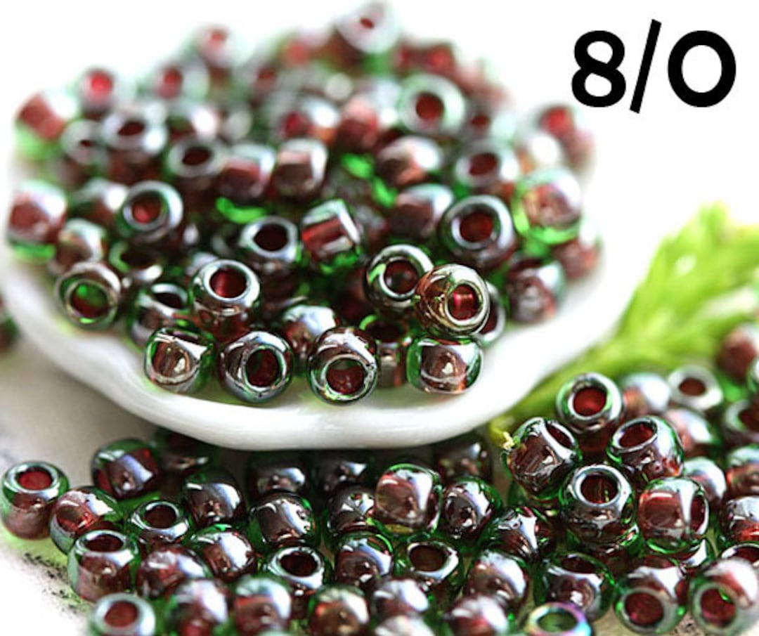TOHO Seed Beads 8/0: Peridot Fuschia Lined Rocaille Beads, 10g - Etsy