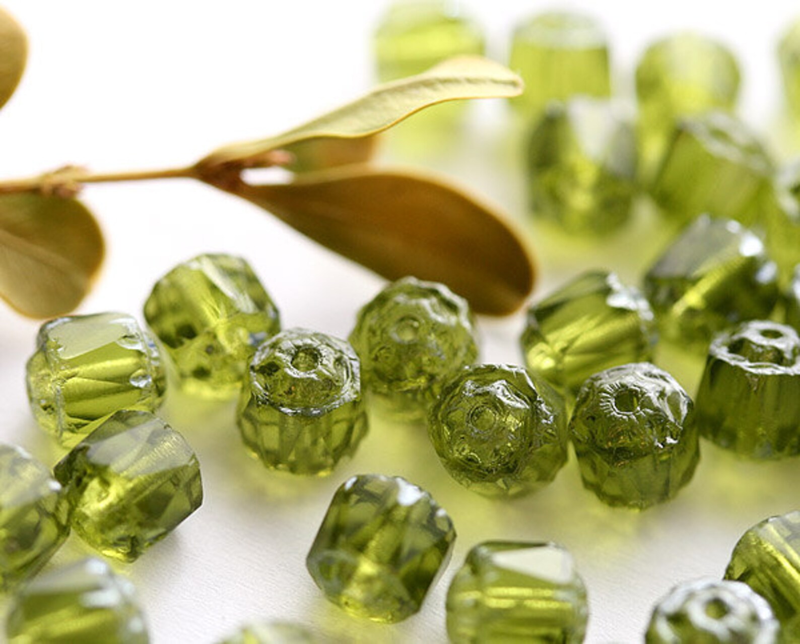 6mm Olive Green Cathedral Czech Glass Beads Olivine Fire | Etsy