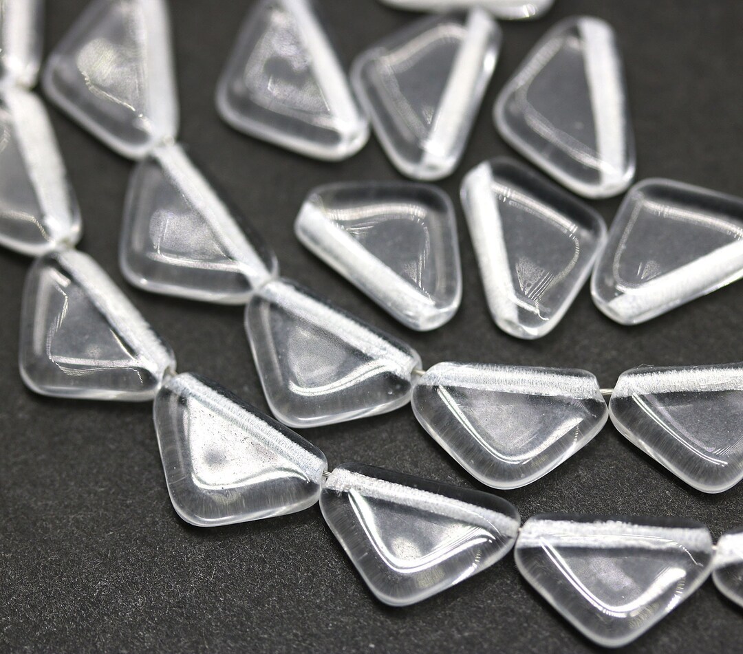 12x9mm Crystal Clear Triangle Beads Czech Glass Top Drilled Beads, 25pc ...